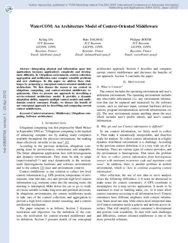 (PDF) WaterCOM: An Architecture Model of Context-Oriented Middleware