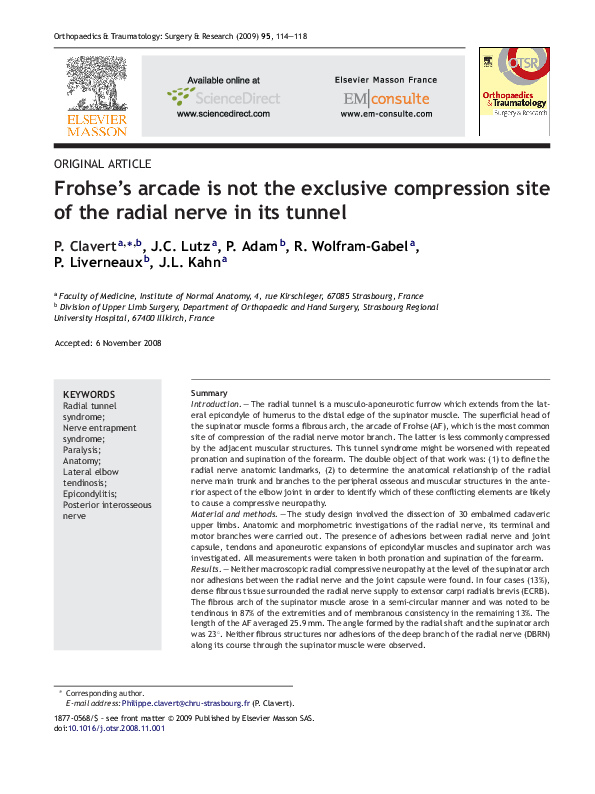 (PDF) Frohse's arcade is not the exclusive compression site of the ...