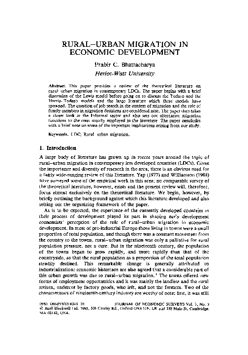 (PDF) Rural-Urban Migration in Economic Development