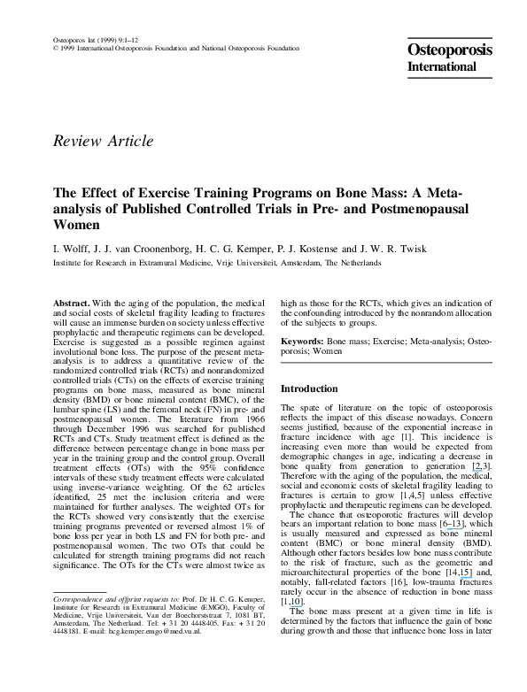 (PDF) The Effect of Exercise Training Programs on Bone Mass: A Meta ... (PDF) The Effect of Exercise Training Programs on Bone Mass: A Meta ...