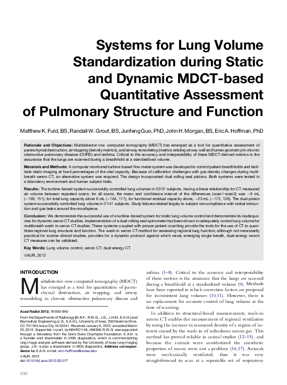 (PDF) Systems for Lung Volume Standardization during Static and Dynamic MDCT-based Quantitative ...