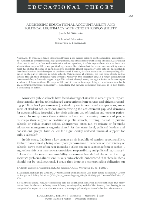 (PDF) Rethinking Accountability: Citizen Responsibility