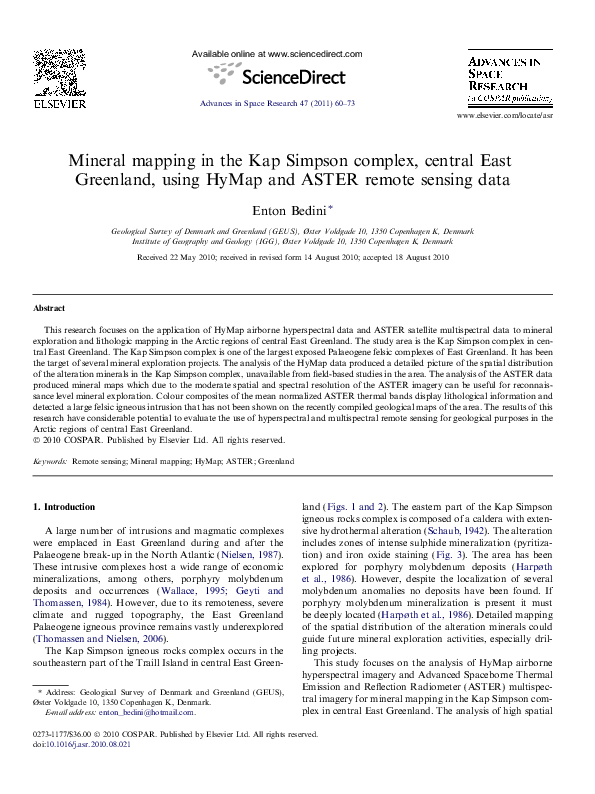 (PDF) Mineral mapping in the Kap Simpson complex, central East ...
