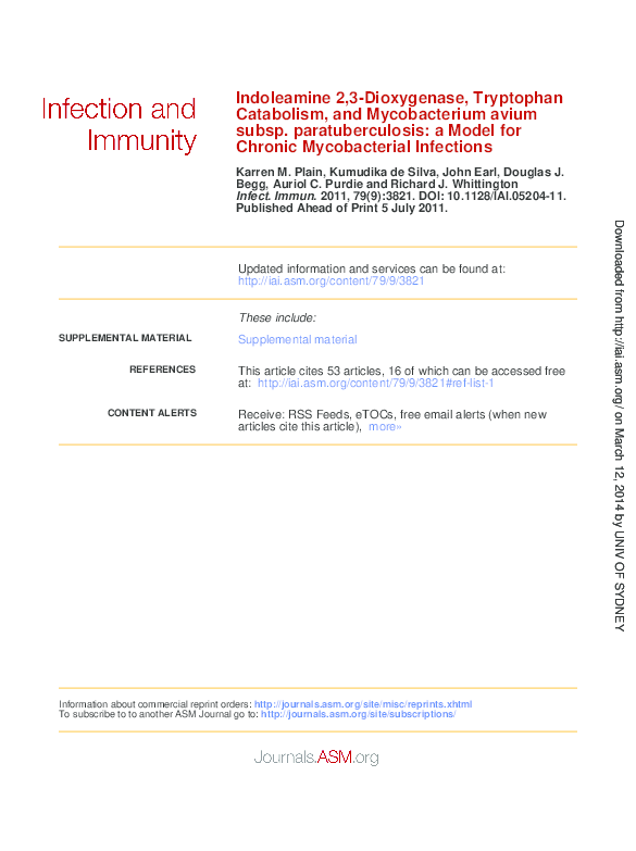 (PDF) Indolamine 2,3-dioxygenase, Tryptophan Catabolism and ...