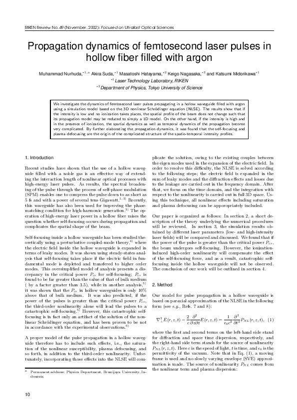 (PDF) Characteristics of femtosecond laser pulses propagating in multiply ionized rare gases ...