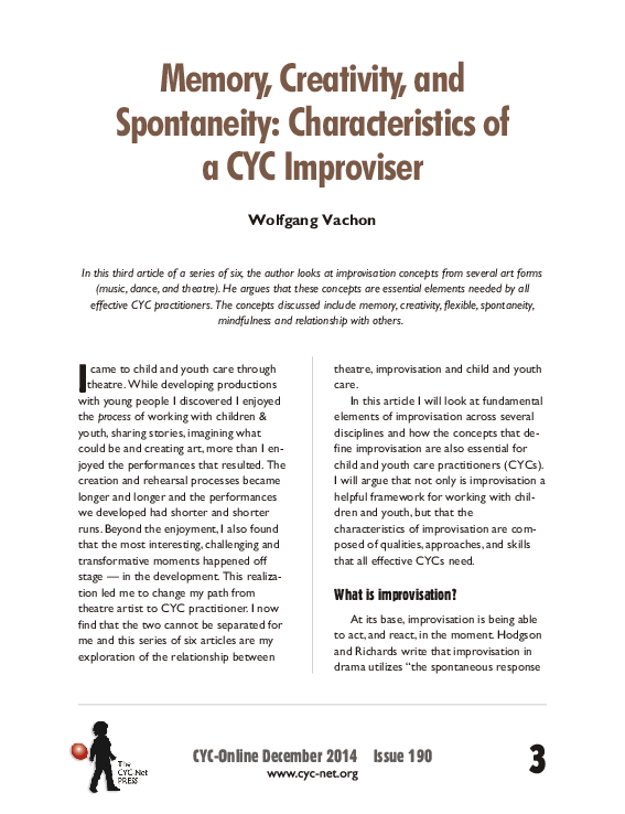 (PDF) Memory Creativity and Spontaneity Characteristics of CYC Improviser3