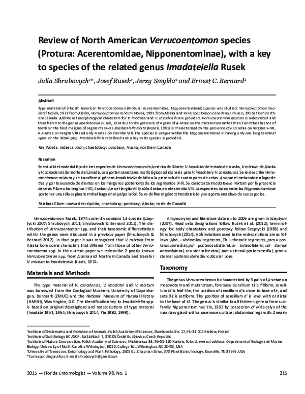 (PDF) Review of North American Verrucoentomon Species (Protura ...