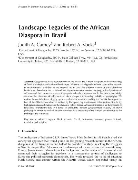 (PDF) Landscape legacies of the African diaspora in Brazil