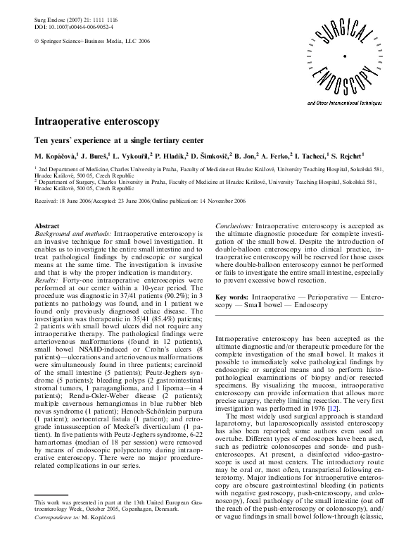 (PDF) Intraoperative enteroscopy
