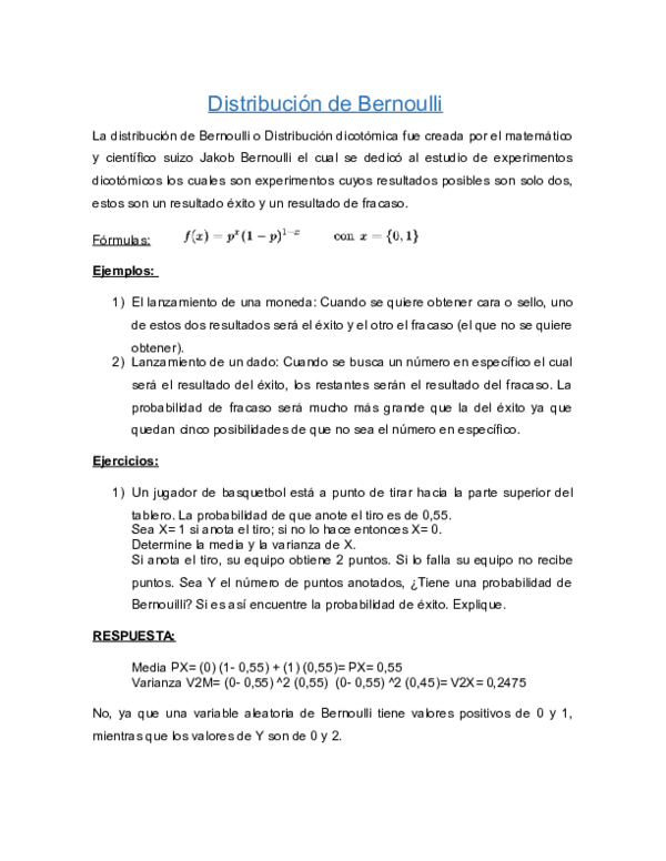 (DOC) Distribución de Bernoulli