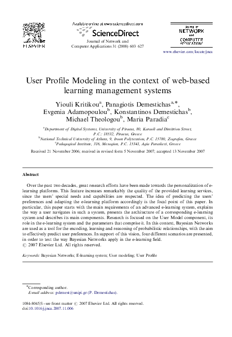 (PDF) User Profile Modeling in the context of web-based learning ...