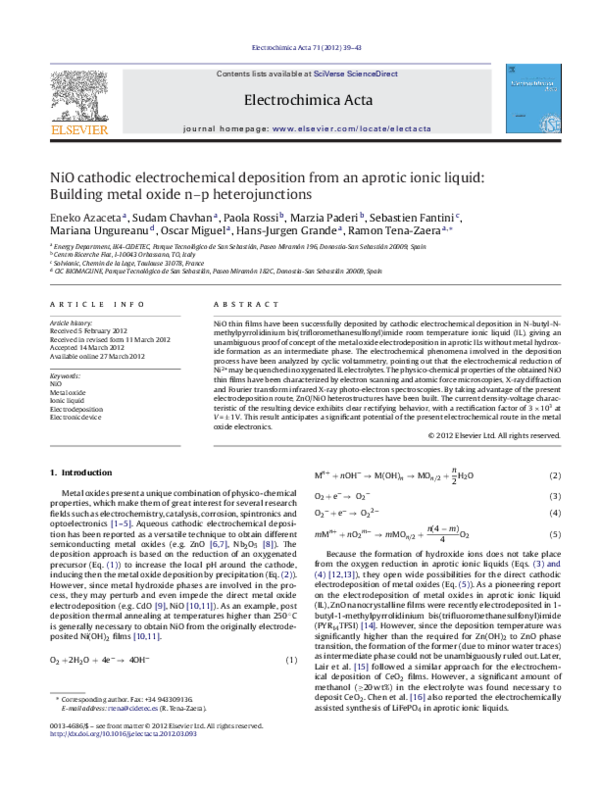 (PDF) NiO cathodic electrochemical deposition from an aprotic ionic ...