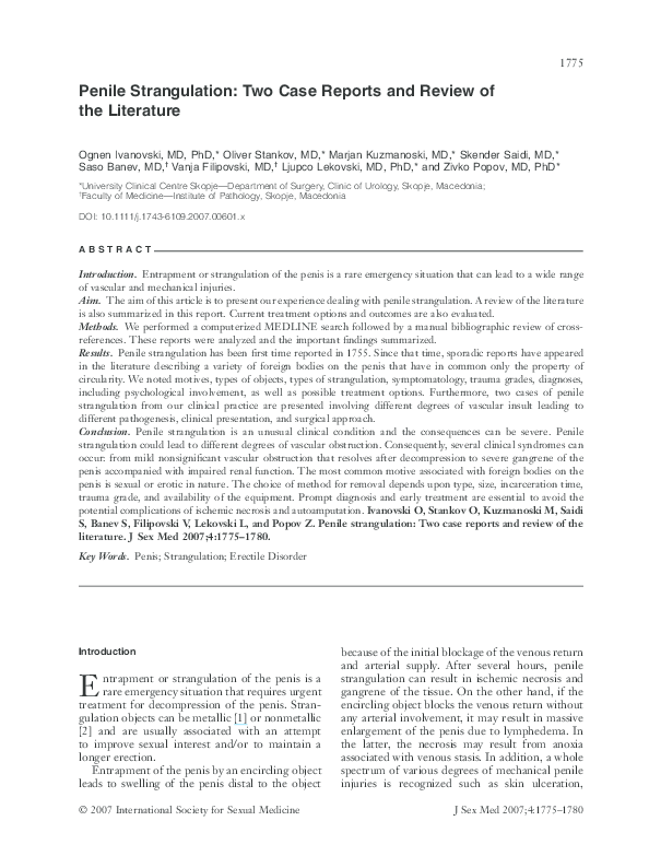 (PDF) Penile Strangulation: Two Case Reports and Review of the Literature