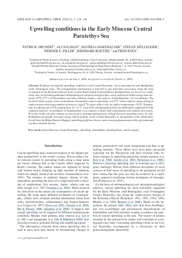 (PDF) Upwelling conditions in the Early Miocene Central Paratethys Sea