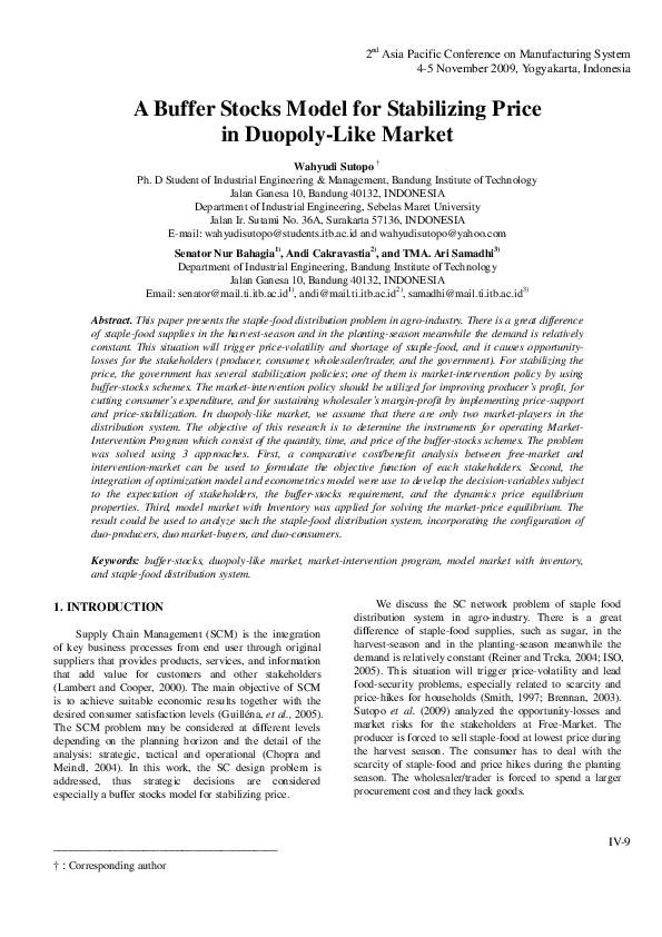 (PDF) A Buffer Stocks Model for Stabilizing Price in Duopoly-Like Market