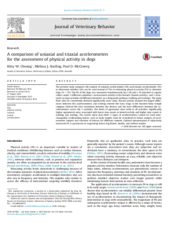 (PDF) A comparison of uniaxial and triaxial accelerometers for the assessment of physical ...
