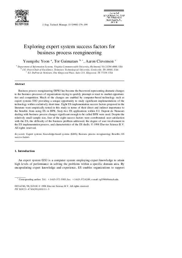 (PDF) Exploring expert system success factors for business process ...
