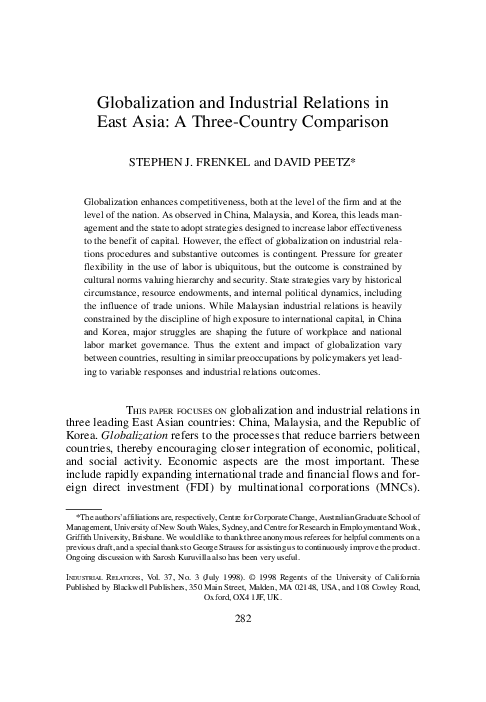 (PDF) Globalization and Industrial Relations in East Asia: A Three ...