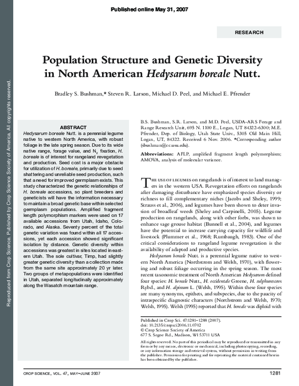 (PDF) Population Structure and Genetic Diversity in a Rice Core Collection (Oryza sativa L ...