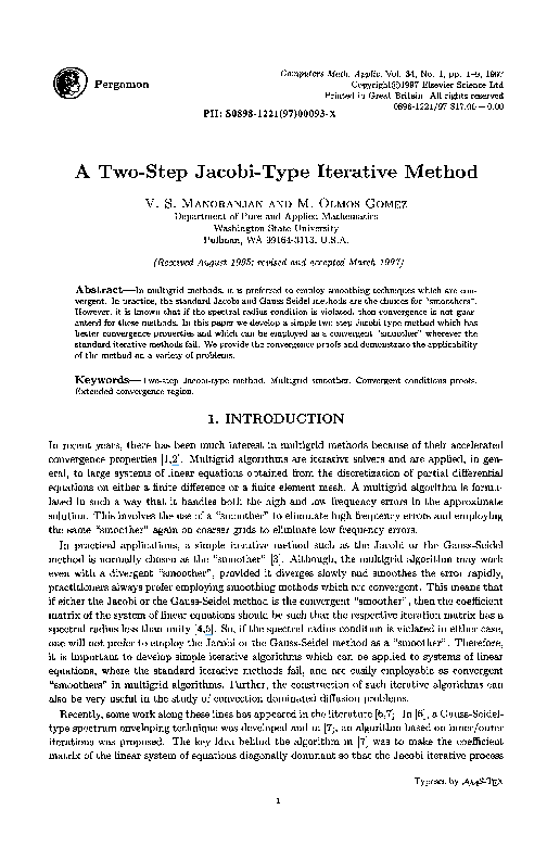 Pdf A Two Step Jacobi Type Iterative Method