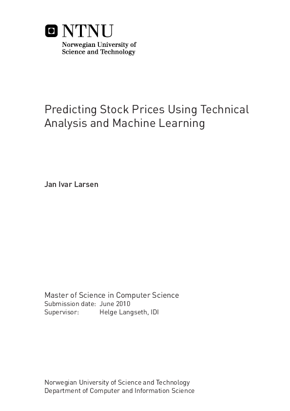 Pdf Predicting Stock Prices Using Technical Analysis And Machine Learning