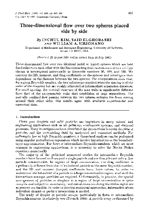(PDF) Three-dimensional flow over two spheres placed side by side