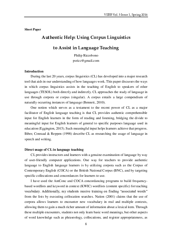 (PDF) Authentic Help: Using Corpus Linguistics to Assist in Language ...