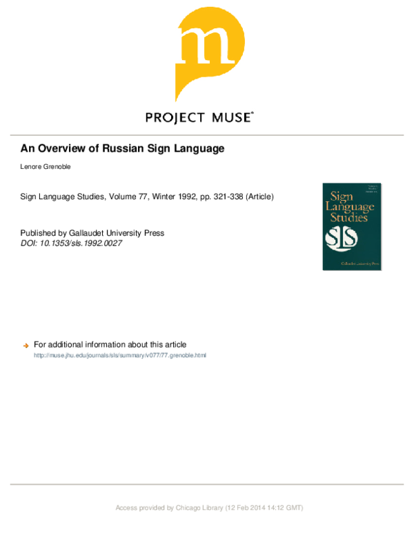 (PDF) An Overview of Russian Sign Language.