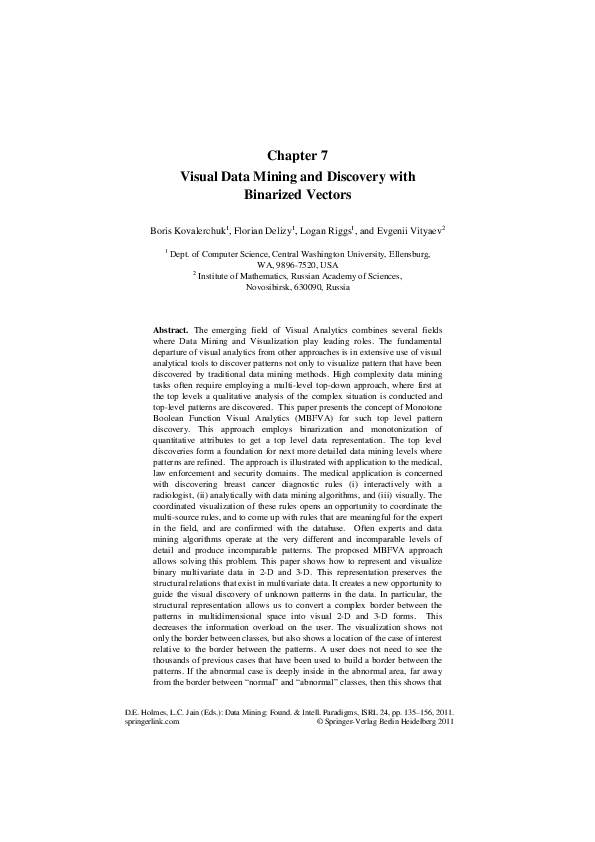 (PDF) Visual Data Mining and Discovery with Binarized Vectors