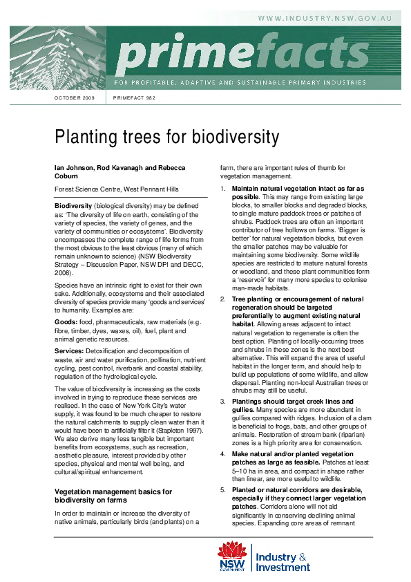 (PDF) Planting trees for biodiversity