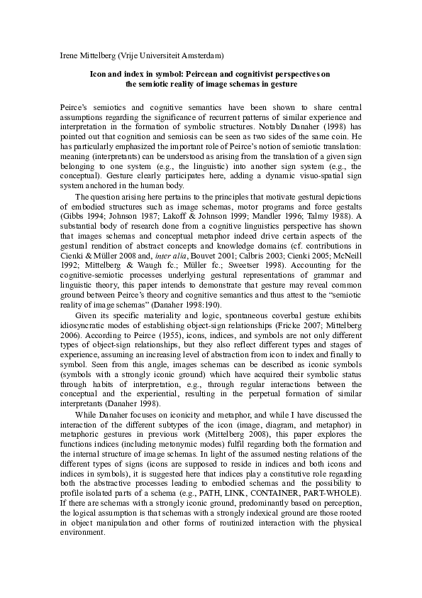 (PDF) Icon and index in symbol: Peircean and cognitivist perspectives ...