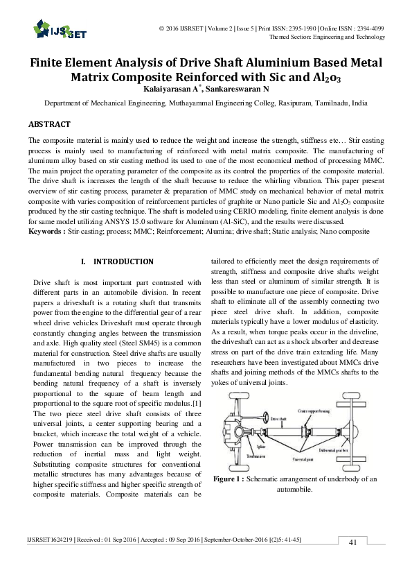 (PDF) Finite Element Analysis of Drive Shaft Aluminium Based Metal Matrix Composite Reinforced ...