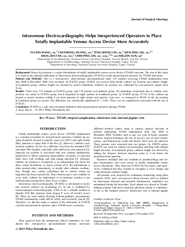 (PDF) Intravenous electrocardiography helps inexperienced operators to ...