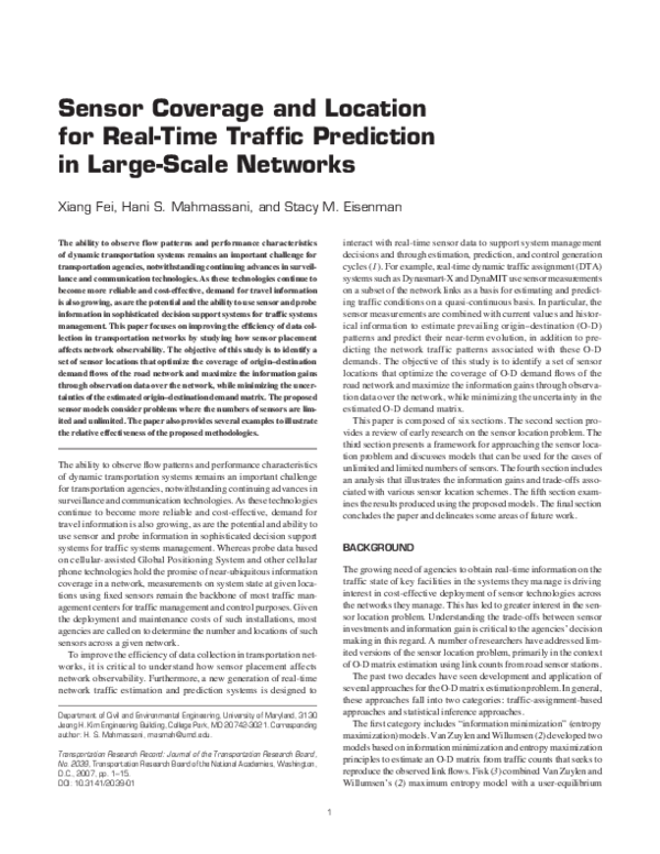 (PDF) Sensor Coverage and Location for Real-Time Traffic Prediction in ...