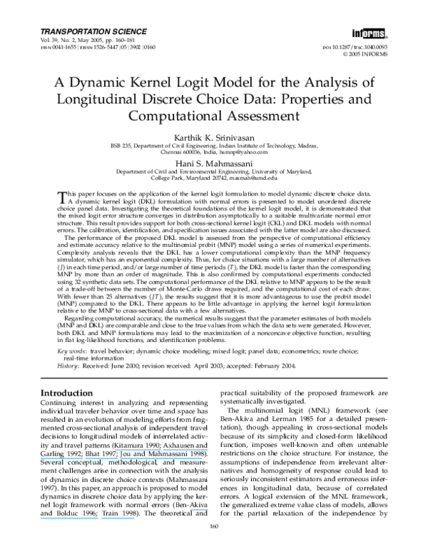 (PDF) A Dynamic Kernel Logit Model for the Analysis of Longitudinal Discrete Choice Data ...