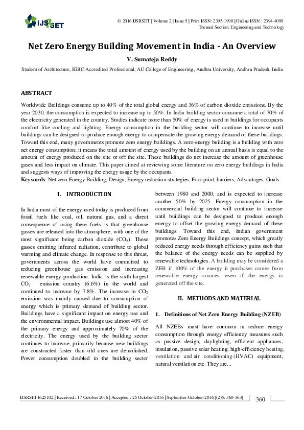 (PDF) Net Zero Energy Building Movement in India -An Overview