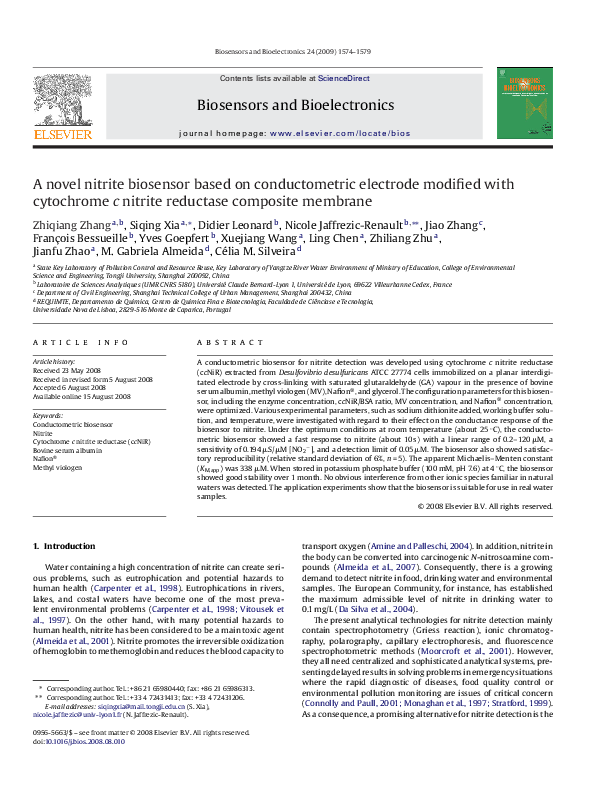 (PDF) A novel nitrite biosensor based on conductometric electrode ...