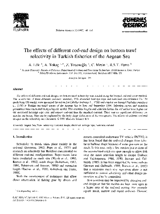 (PDF) The effects of different cod-end design on bottom trawl ...