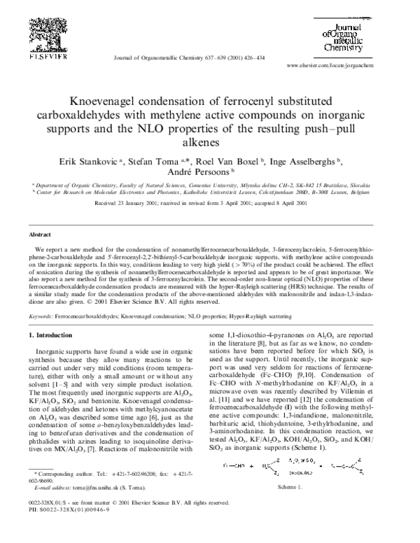(PDF) Knoevenagel condensation of ferrocenyl substituted ...