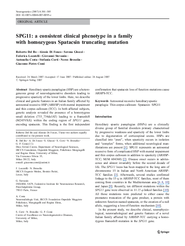 (PDF) SPG11: a consistent clinical phenotype in a family with ...