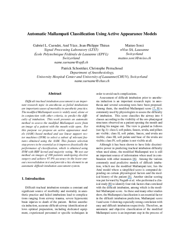 (PDF) Automatic Mallampati Classification Using Active Appearance Models