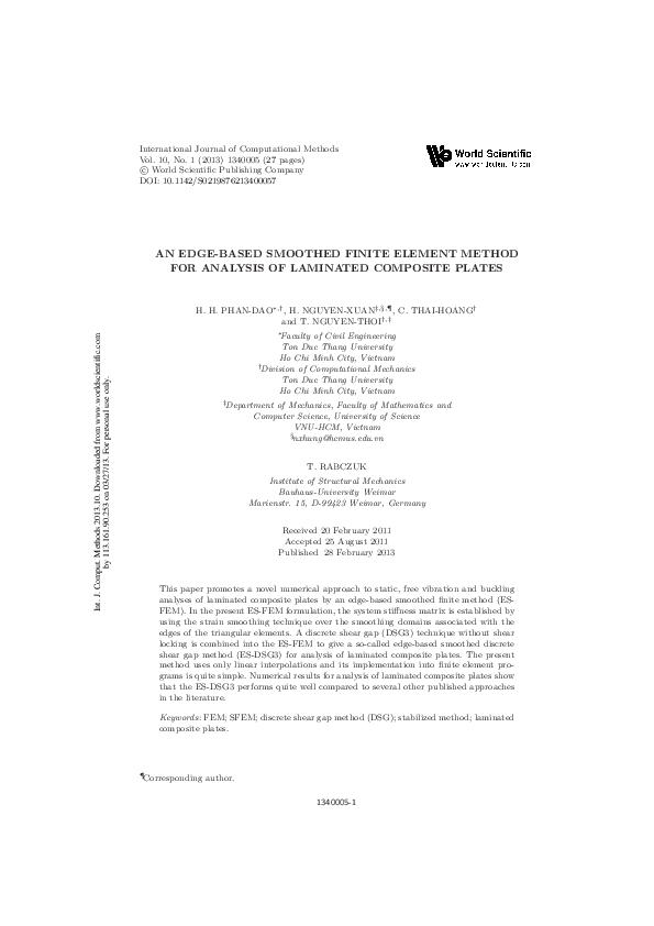 Pdf An Edge Based Smoothed Finite Element Method Es Fem For Static