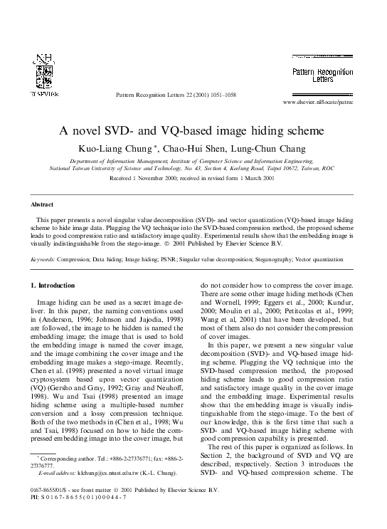 (PDF) A novel SVD-and VQ-based image hiding scheme