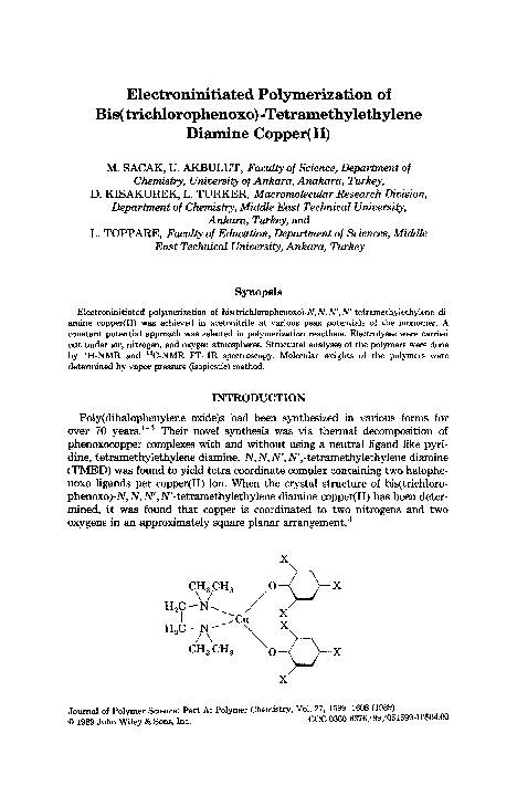 (PDF) Electroninitiated polymerization of bis(trichlorophenoxo ...