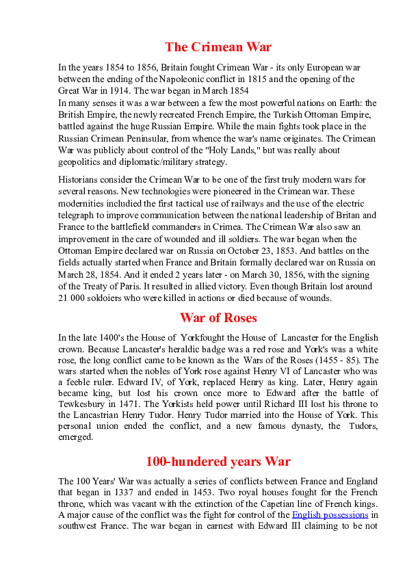 (DOC) The Crimean War