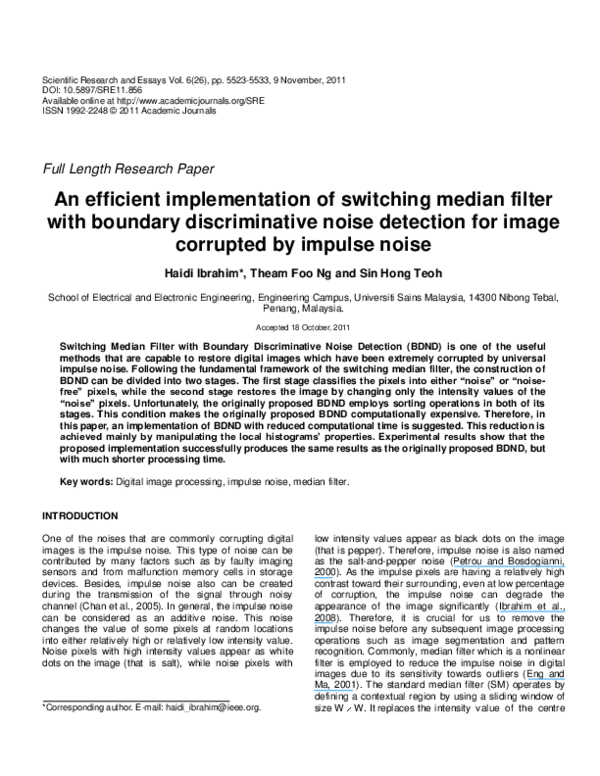 (PDF) An efficient implementation of switching median filter with boundary discriminative noise ...