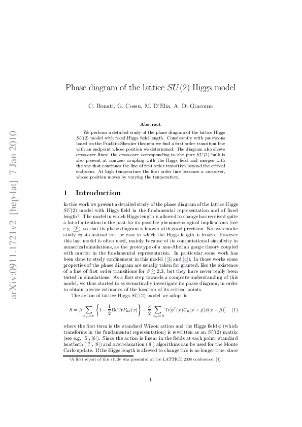 (PDF) Phase diagram of the lattice Higgs model