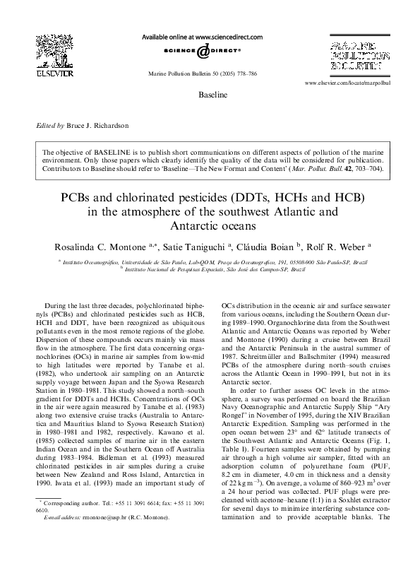 (PDF) PCBs and chlorinated pesticides (DDTs, HCHs and HCB) in the ...