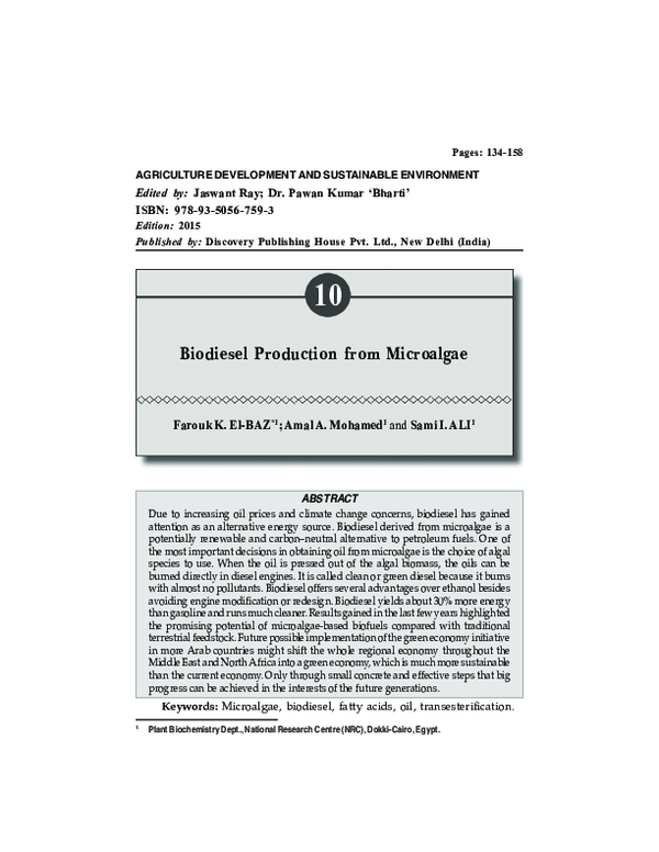 (PDF) Biodiesel Production from Microalgae