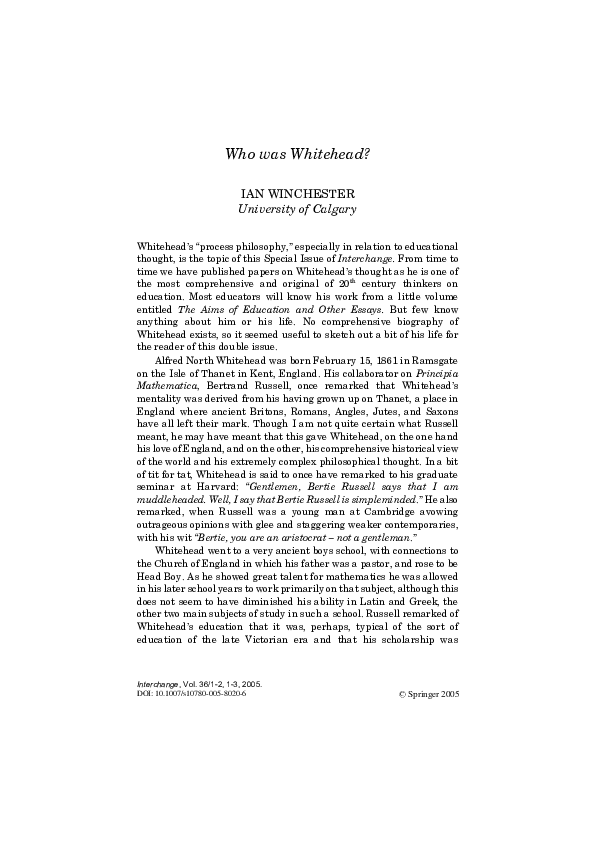 (PDF) Who was Whitehead?